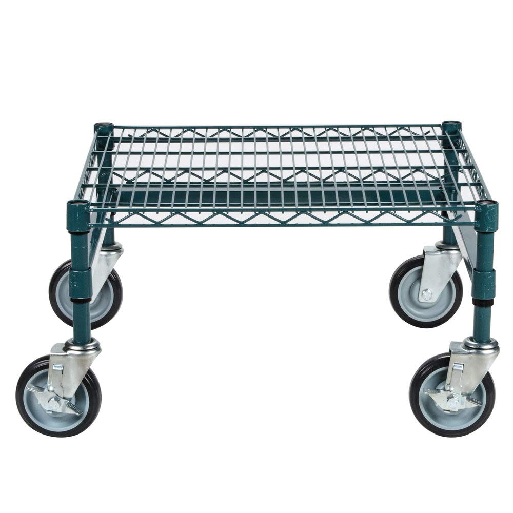 PRO&Family 24" x 24" x 14" Green Epoxy Coated Mobile Dunnage Rack Kit with Tubular Frame - 600 lb. Capacity