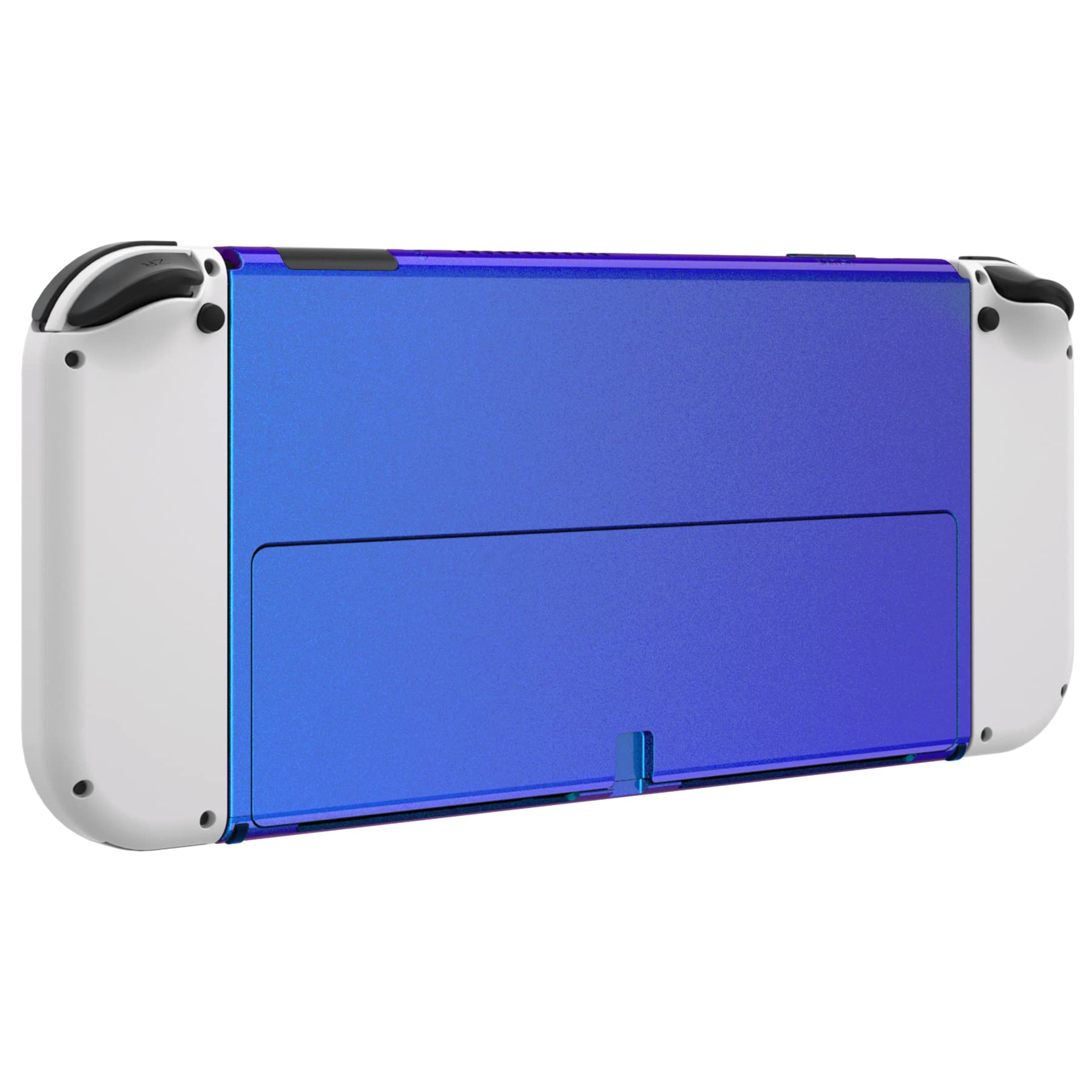 eXtremeRate Chameleon Purple Blue Console Back Plate DIY Replacement Housing Shell Case with Metal Kickstand for Nintendo Switch OLED – Console and Joycon NOT Included