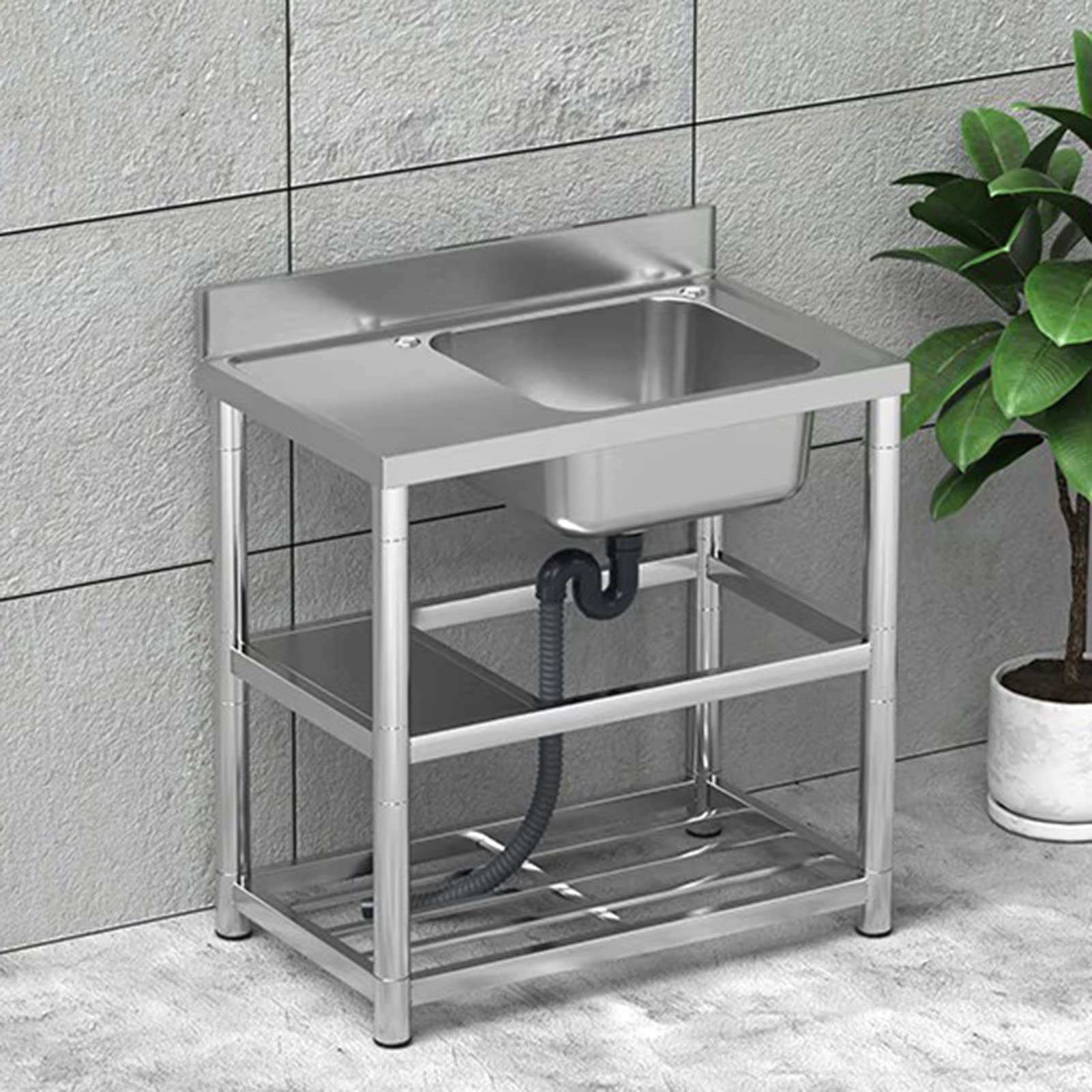 HzaiDanXin, Single Bowl Kitchen Sinks,Outdoor Sink,Outdoor Kitchen Sink,Small Rv Sink,Bar Sink Drop In,Bar Sink With Cutting Board,Laundry Tub,Free Standing Stainless-Steel Single Bowl, 31in