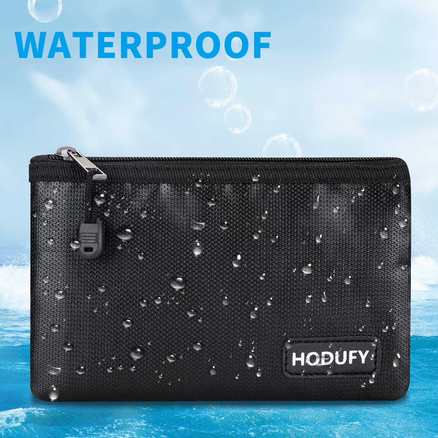 Hodufy Small Fireproof Bag, 5 x 8 inches Non-Itchy Fireproof Money Bag, Fireproof Cash Bag, Bank Fireproof Bag Set for Valuables - Passport, Bank Deposit, Keys (2-Pack)