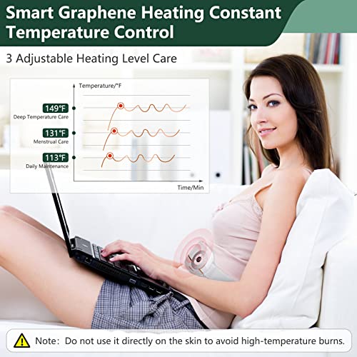 Portable Cordless Heating Pad,Heating Pad 5s Fast Heating,Heating Pads for Cramps with 3 Heat Levels and 3 Massage Modes,Menstrual Heating Pad for Women and Girl (Large-White)