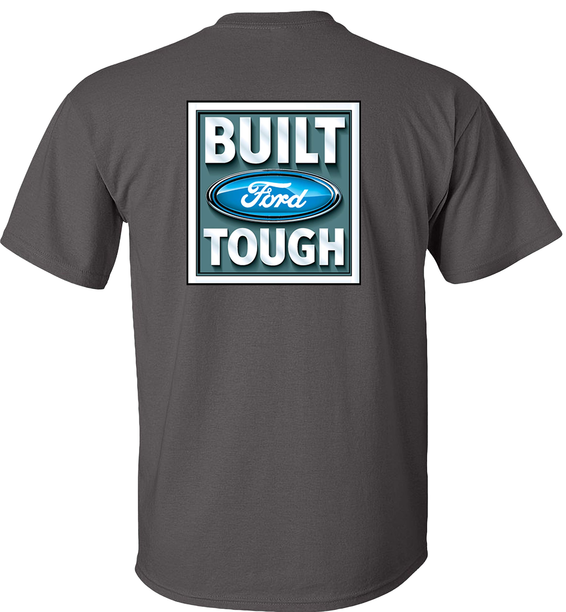 Fair Game Built Ford Tough T-Shirt Stamped Square Logo Classic Emblem-Charcoal-L