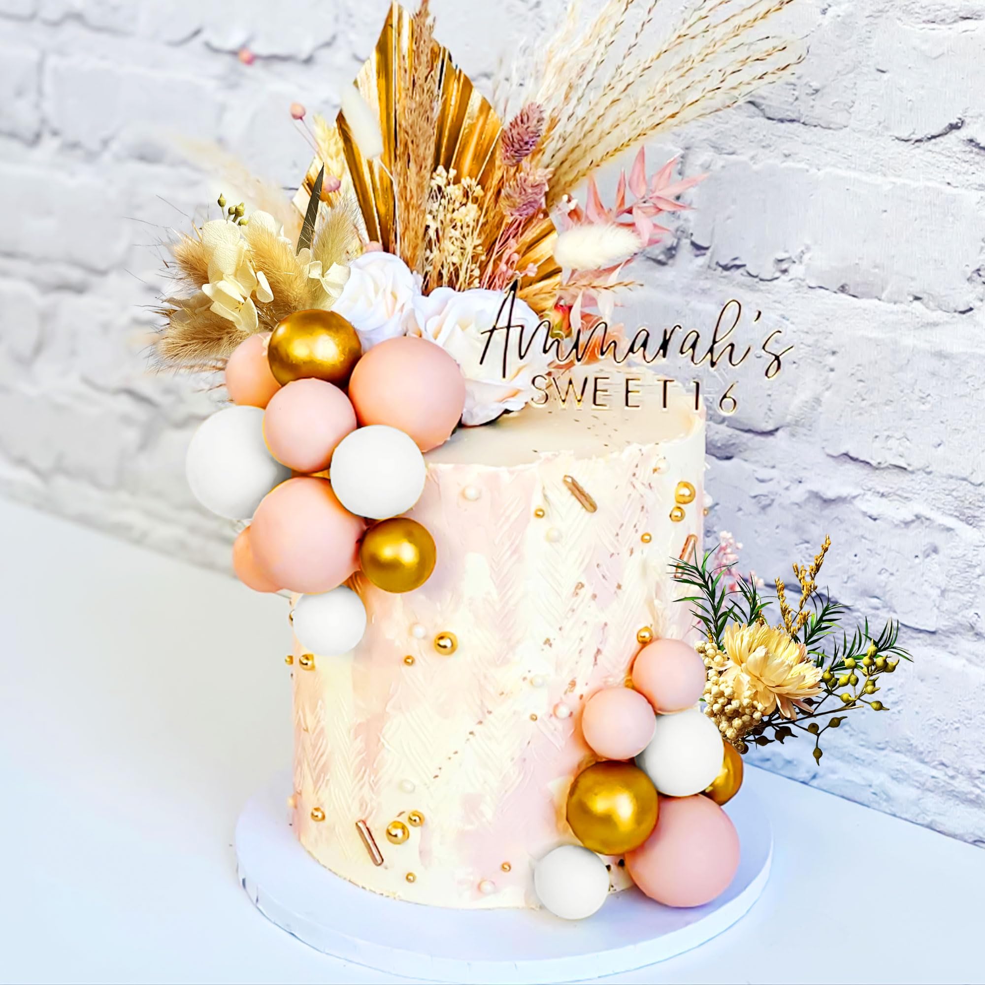 JeVenis Natural Boho Cake Topper Boho Cake Decorations Cake Flowers Decorations Floral Cake Topper for Baby Shower Wedding Bridal Birthday Party Supplies