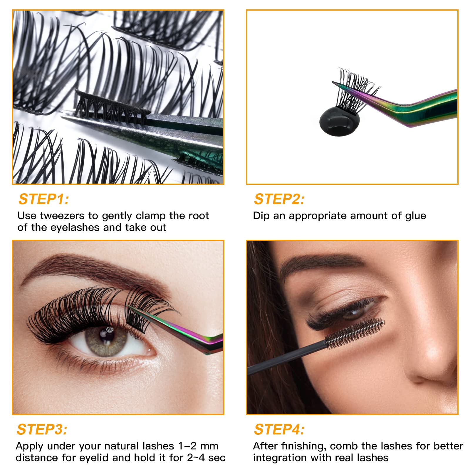 Lash Clusters B09 DIY Lash Extensions 72 Clusters Lashes D Curl B&Q LASH Wispy Fluffy Eyelash Clusters Extensions Strip Lashes Individual Lashes Wisps DIY at Home (B09,D-14mm)