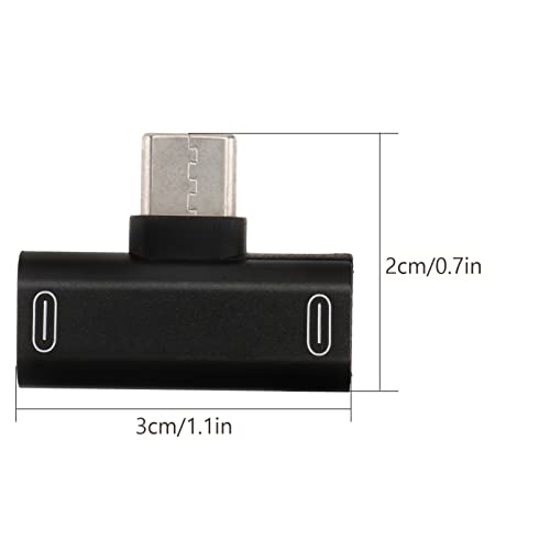Mikikit Headphone Adapter Audio Charging Adapter Earphone Charging Splitter 2 in 1 Type C Male to Dual Female Headphone Charging Converter (1 Red Black) 2pcs