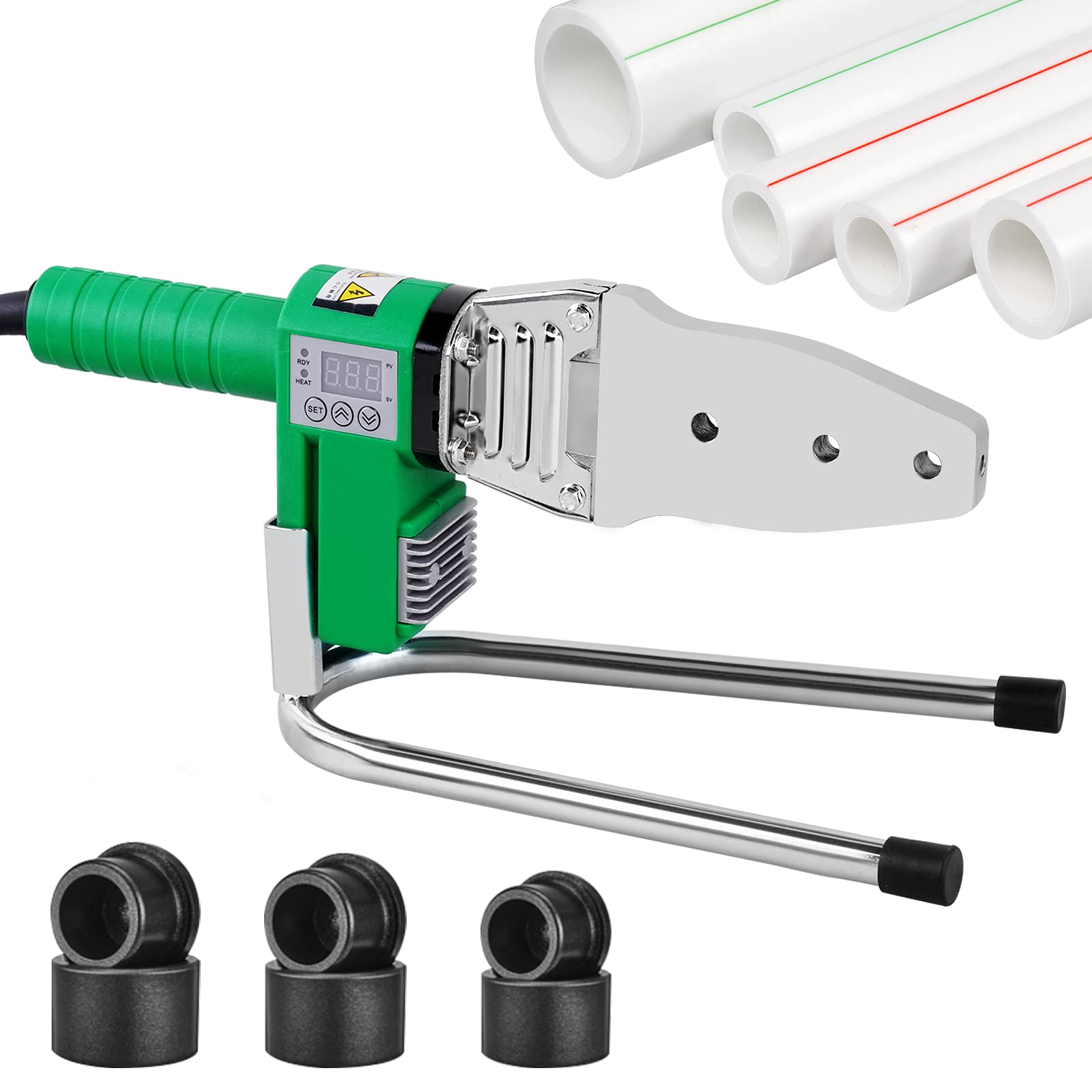 JIAWANSHUN Plastic Water Pipe Welder 110V Plastic pipe welding tool PP/PP-R/PE/PP-C Pipe Welding Machine with 0.79/0.98/1.30in Die Head (M32)