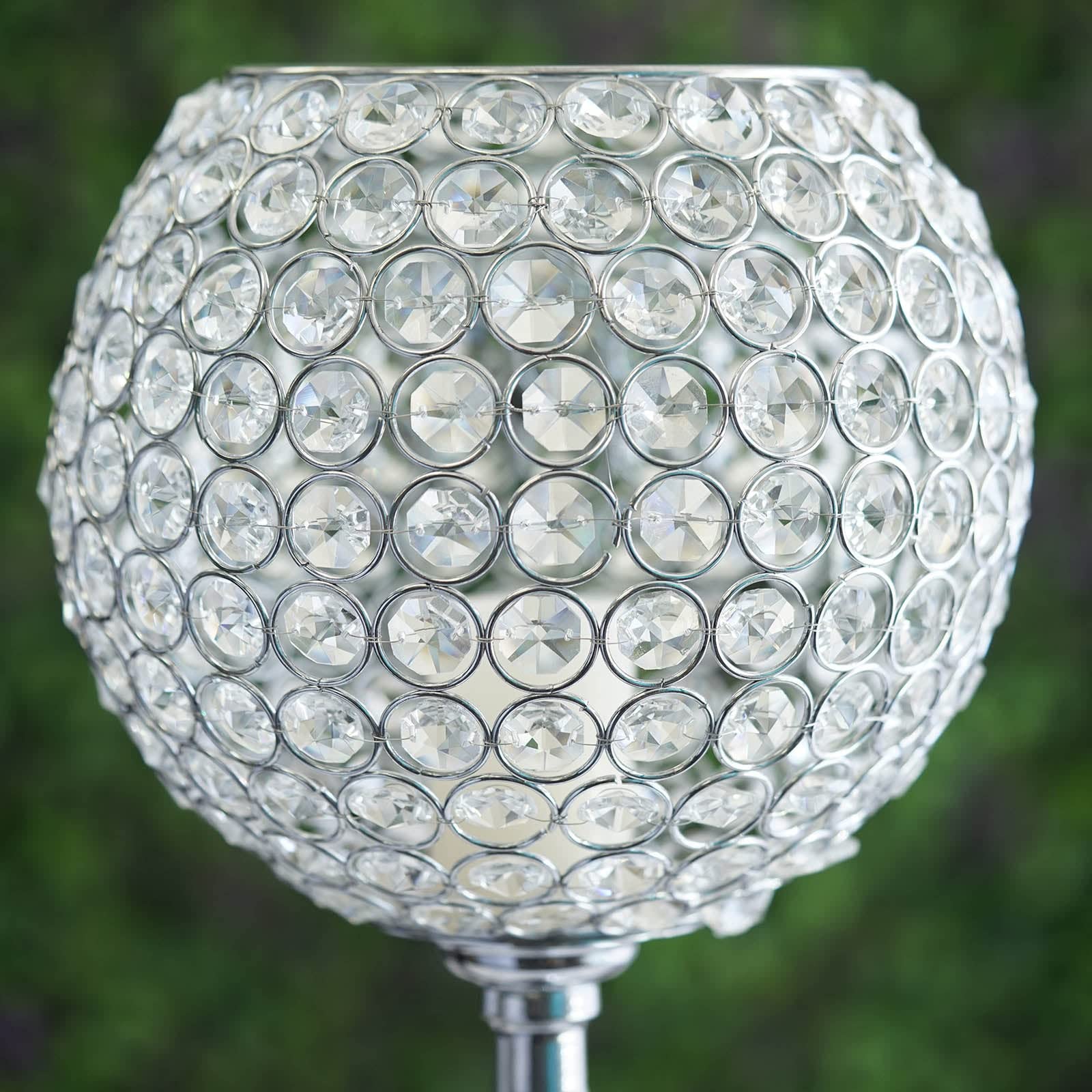 Tableclothsfactory 30" Silver Acrylic Crystal Goblet Candle Holder Flower Ball Centerpiece for Wedding Events Decoration