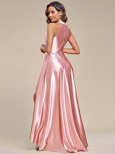 Ever-Pretty Women's Halter Ruched A-line Halter Summer Wedding Guest Dresses Pink US8