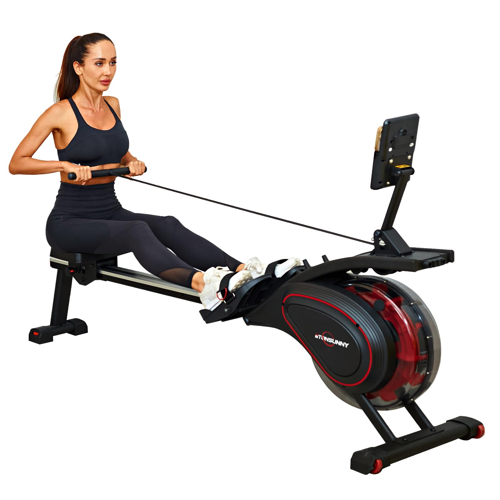 ETONSUNNY Water Rowing Machine, Vertical Tank Water Rower Machine with Bluetooth Fitness APP, Support 330 LBS Weight with LCD Monitor Rowing Machine for Home Exercise Training