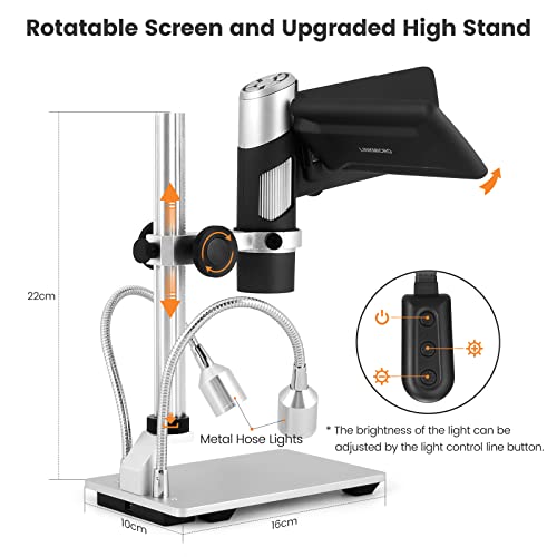 LINKMICRO LM203 4" Coin Microscope Full View of Coin, 200X Portable LCD Digital Microscope for Adults and Kids, 1080p, 32GB SD Card, Windows Mac, PC Mass Storage