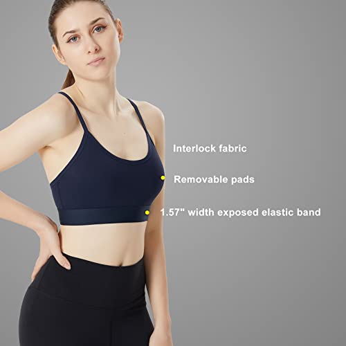 GITYEE Sports Bras for Women, Adjustable Straps Racerback Padded Workout Gym Yoga Bra Tops, 3 Pack (X-Large, Black/White/Navy)