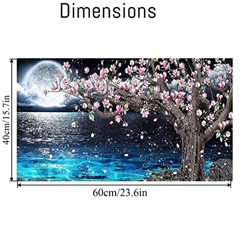 pchmcu DIY Painting by Numbers Kit for Adults ,Large Size Moon Lake Paint by Numbers for Beginner,Gifts Arts Crafts for Home Decor Tree Flower 16x23.6 Inch