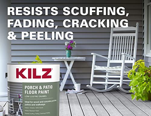 KILZ Low-Lustre Enamel Porch & Patio Latex Floor Paint, Interior/Exterior, Slate Gray, 1 Gallon