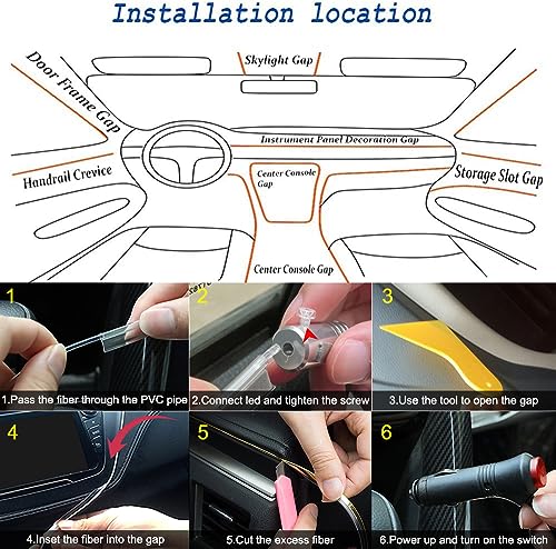 Remote Car LED Strip Lights, Multicolor Interior Car Lights,16 Million Colors 5 in 1 Ambient Lighting Kit with 236 inches Fiber Optic, Function and Wireless APP Control (5 in 1 APP)