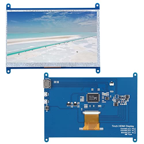 Heayzoki 7 Inch HDMI Monitor LCD Display, Display Screen for Raspberry Pi HDMI 1024 X 600 Backlight Switch, Can Be Used As a Computer Monitor, USB Power Supply