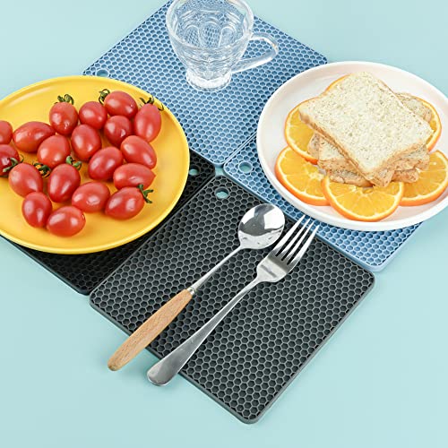 Kalsreui Trivets for Hot Dishes, Silicone Trivet Mat Hot Pads for Kitchen Pot Holder, Silicone Trivets for Hot Pots and Pans, Multi-Purpose Heat Resistant Silicone Trivet Mat for Tabletop Black Pack 6