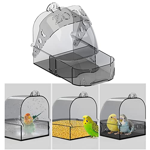 KLKCMS Bird Hanging Cage Feeder Bathing Tub for Parrots Pet Canary Accessories