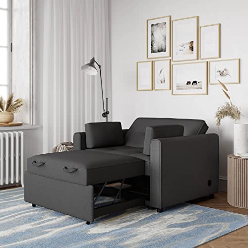 LifeStyle Solutions Convertible Sofa, Charcoal