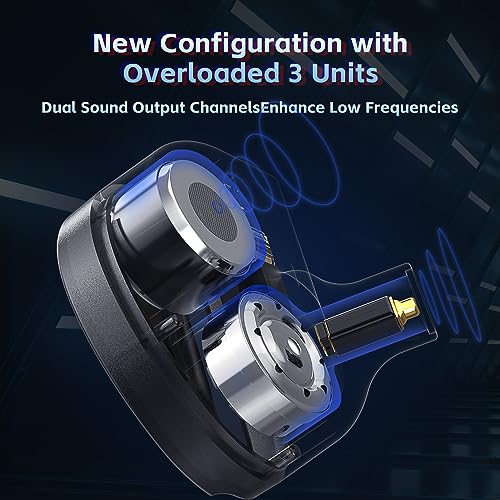 Linsoul CVJ Konoka 1 Vibrating Driver+ 1 DD +1 BA Triple Hybrid Driver in Ear Earphones with 4 Acoustic Modes, Detachable Oxygen-Free Copper 2 Pin Cable for Musician Audiophile (Without Mic, Black)