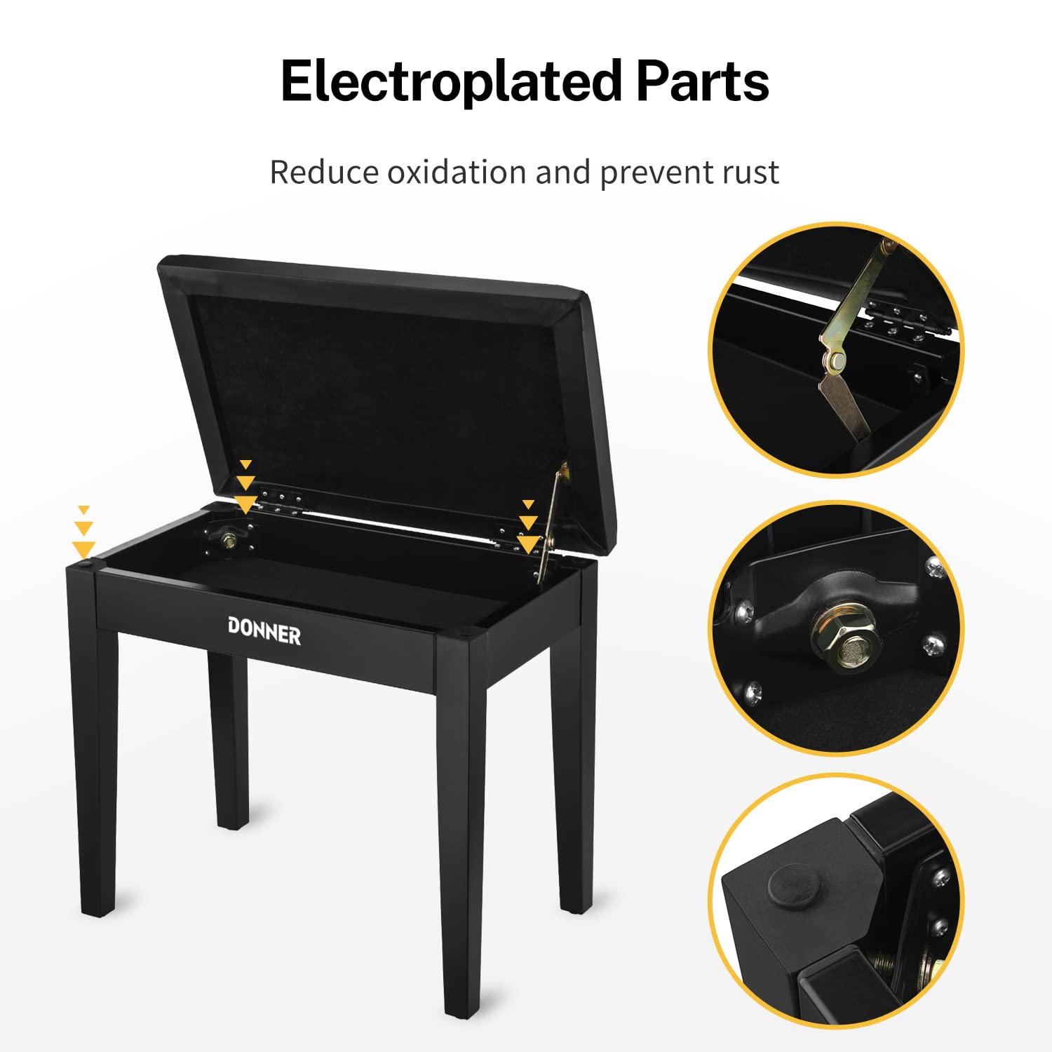 Donner DDP-100 88-Key Weighted Action Digital Piano with Piano Bench, Beginner Bundle with Furniture Stand, Power Adapter, Triple Pedals, MP3 Function, Black