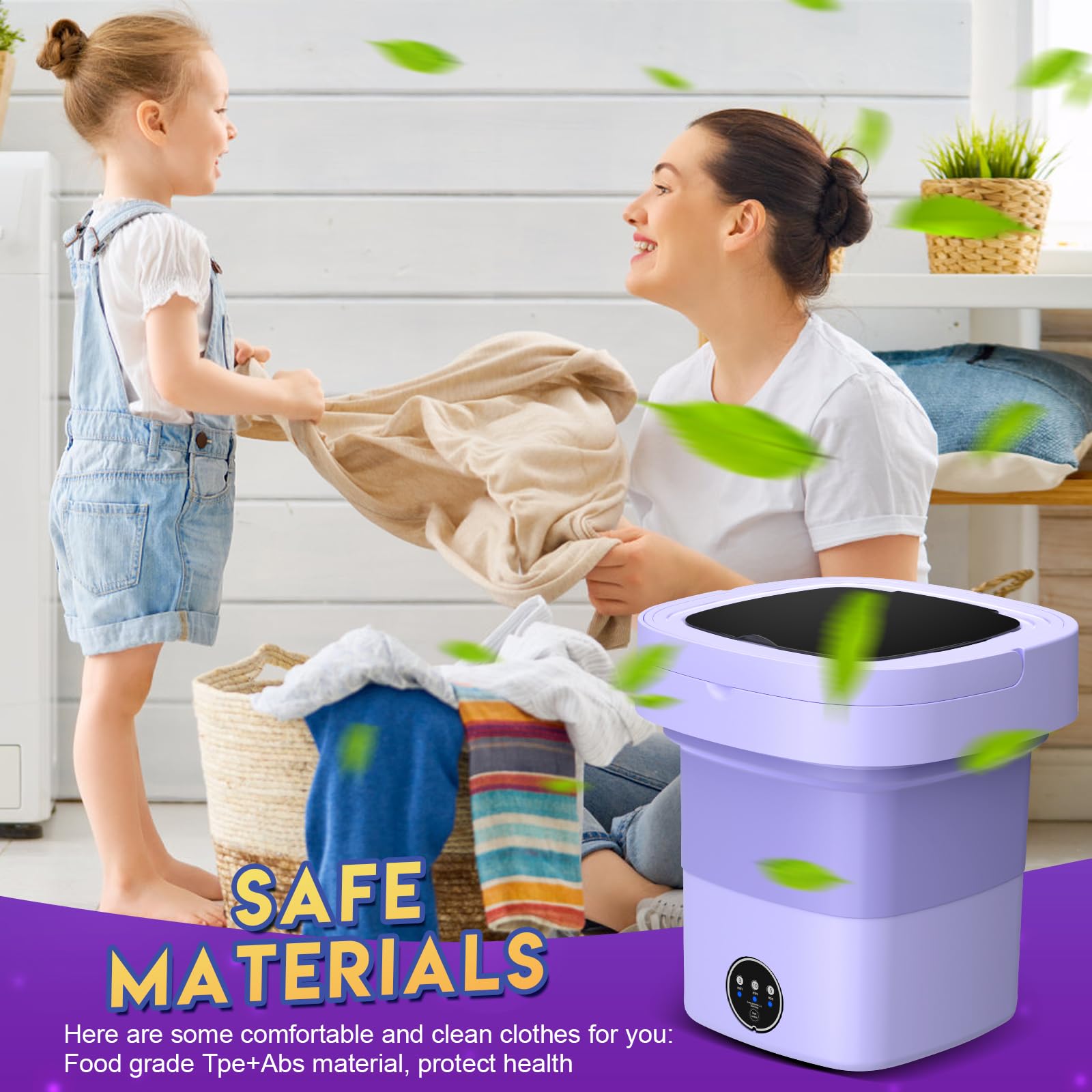 Portable Washing Machine, 11L Upgraded Capacity and Foldable Washer with 3 Modes Mini Washing Machine Deep Cleaning of Underwear, Small & Baby Clothes, Suitable for RV, Apartments, Dorm, Hotels