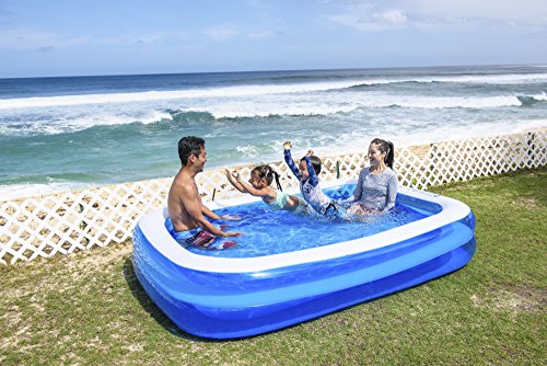 Jilong Rectangular Family Inflatable Pool for Ages 6+, Blue, 103" x 69" x 20"