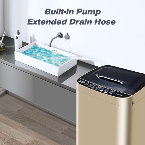 Portable Washing Machine,15.6 LBS Full-Automatic Washer and Dryer Combo,Compact Laundry Washing Machine with Drain Pump,10 Wash Program & 8 Water Level,Low Noise for Apartment Dorm RV Household