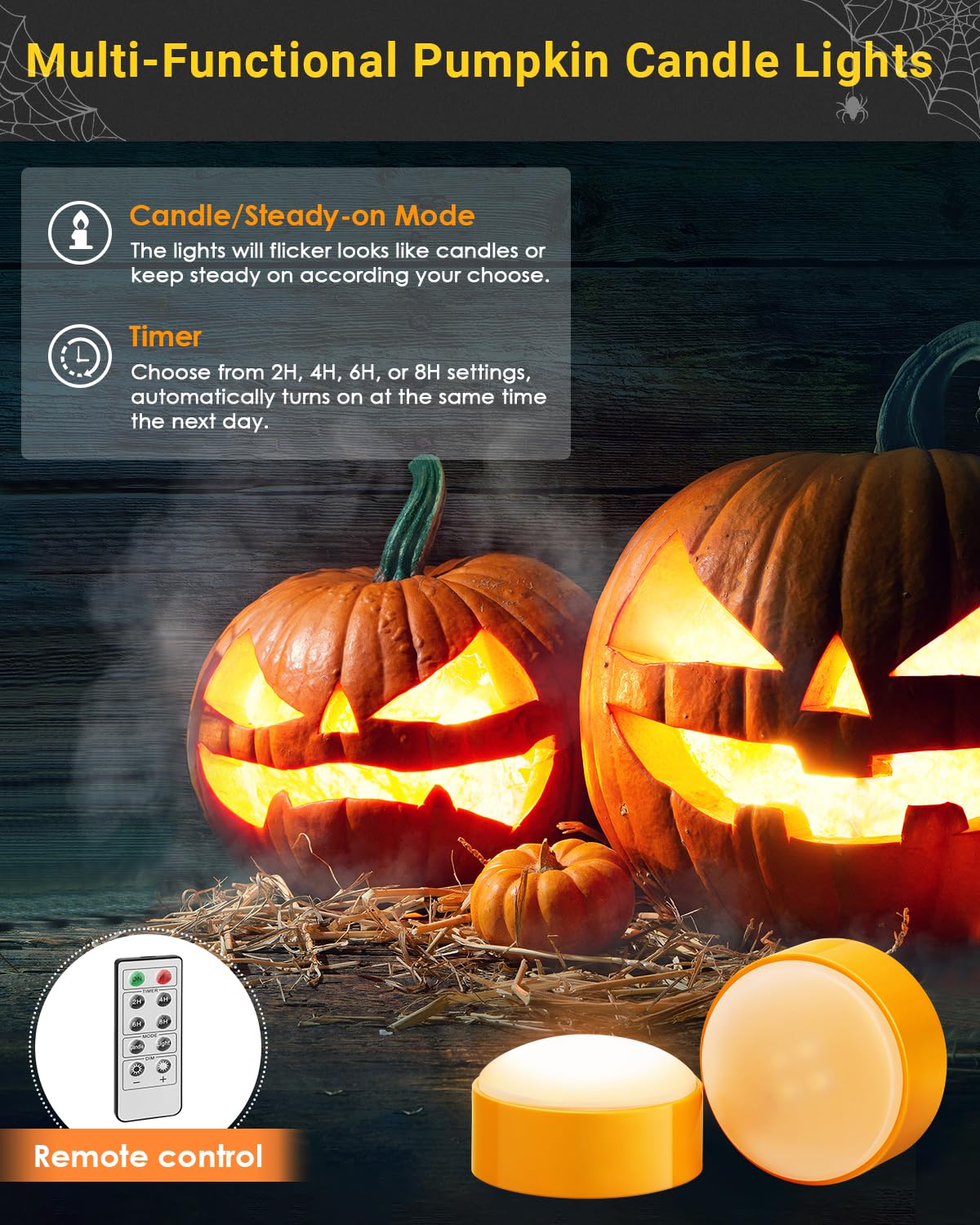 Luditek Pumpkin Carving Kit, 17 PCS Professional Stainless Steel Pumpkin Carving Tools with 4 Electronic Candles Lights and 10 Stencils, Halloween Gifts Jack-O-Lanterns Cutting for Adults Kids