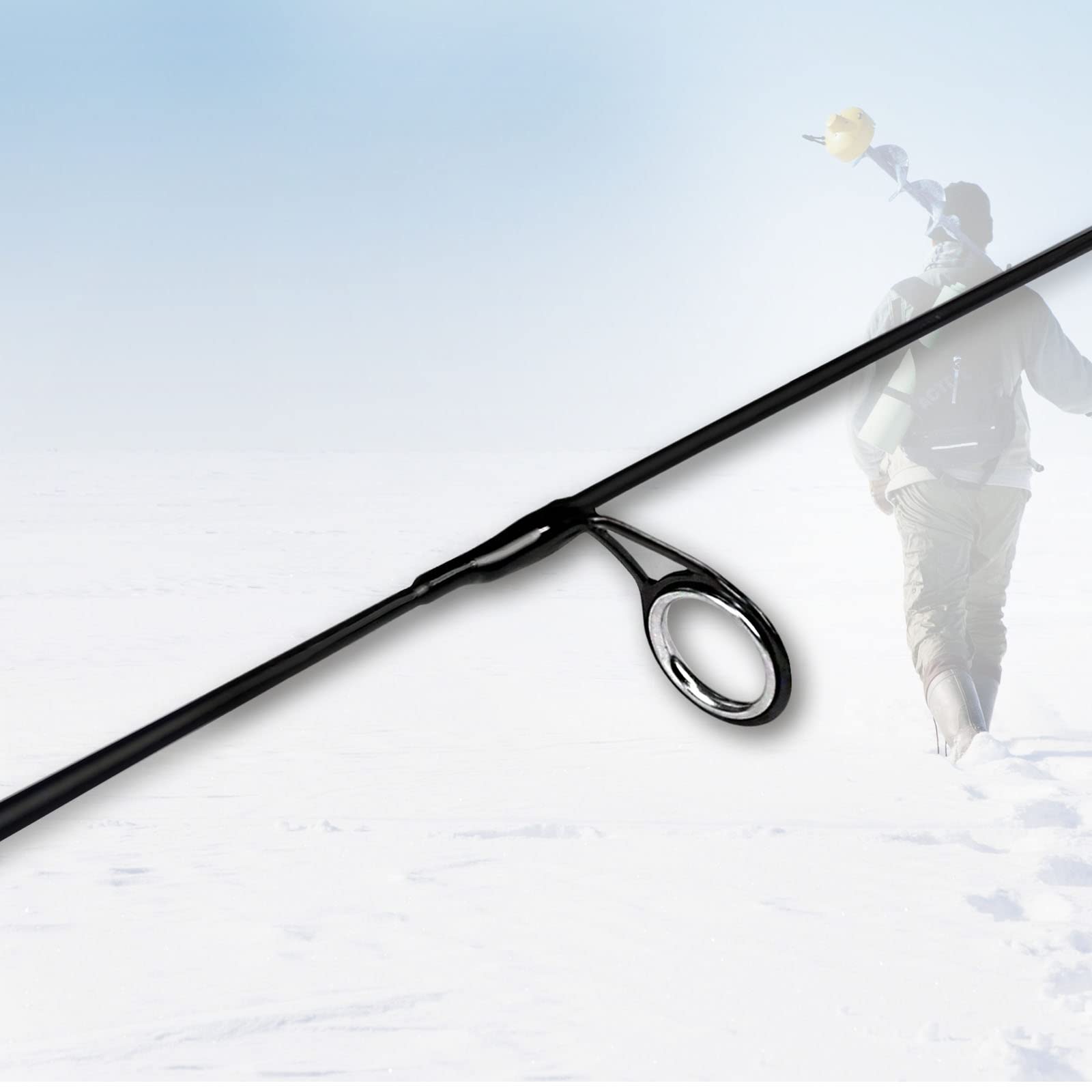 Fiblink 2-Piece Portable Travel Ice Fishing Rod 23 Inches Light Power Spinning/Casting Ice Pole