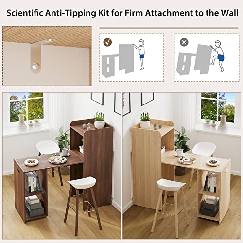 Tangkula Extendable Computer Desk for Small Space, Reversible Home Office Desk with Anti-Tipping Kit, Folding Study Writing Desk, Pull-Out PC Laptop Workstation Desk, Brown/Natural (Natural)