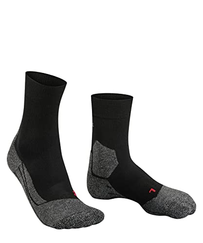 FALKE Women's RU3 Comfort Running Socks, Mid Calf, Thick Cushion, Anatomic, Breathable Quick Dry, Organic Lyocell, Black (Black-Mix 3010), 8-9, 1 Pair