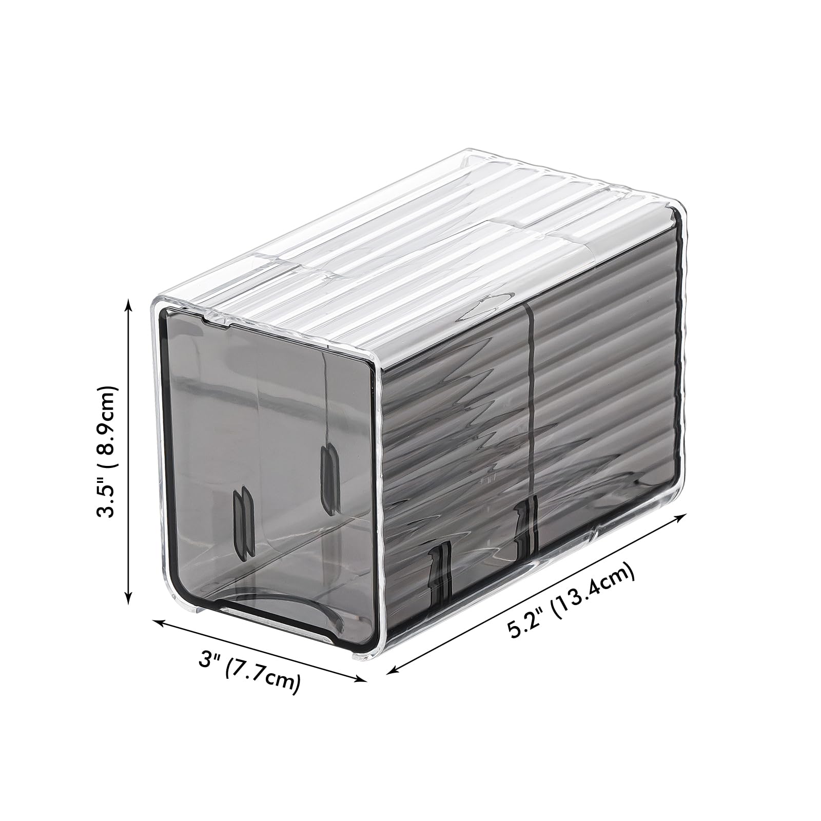 Poeland Wall Mounted Storage Box, Cotton Swab Container with Divider, Bathroom Small Item Organizer for Cotton Swabs, Cotton Balls, Hairpin, Floss, Rubber Band (Green)