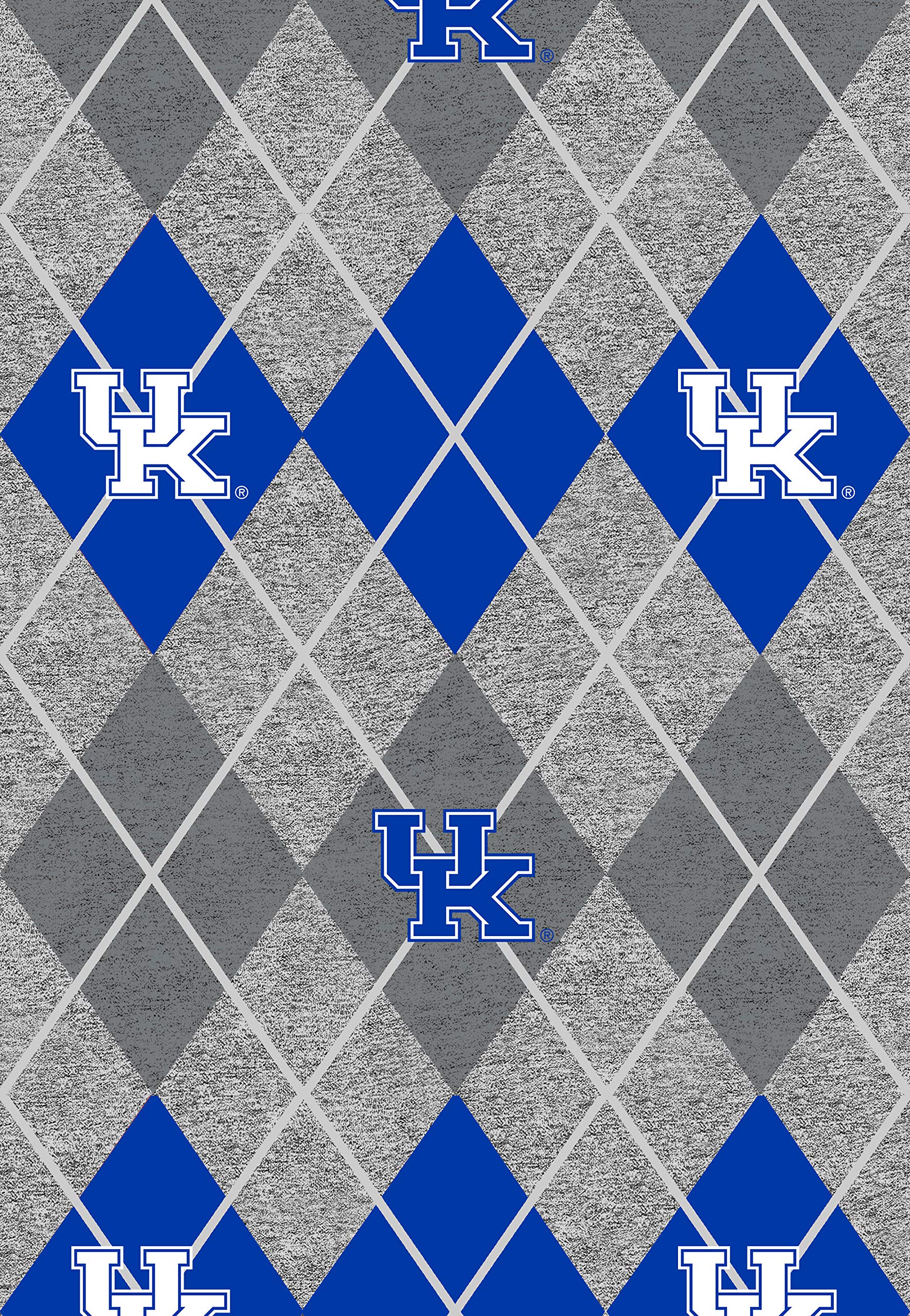 SYKEL ENTERPRISES University of Kentucky Fleece Fabric Sold by The Yard-Kentucky Wildcats Heather Argyle Fleece Blanket Fabric-SYKEL KY1148