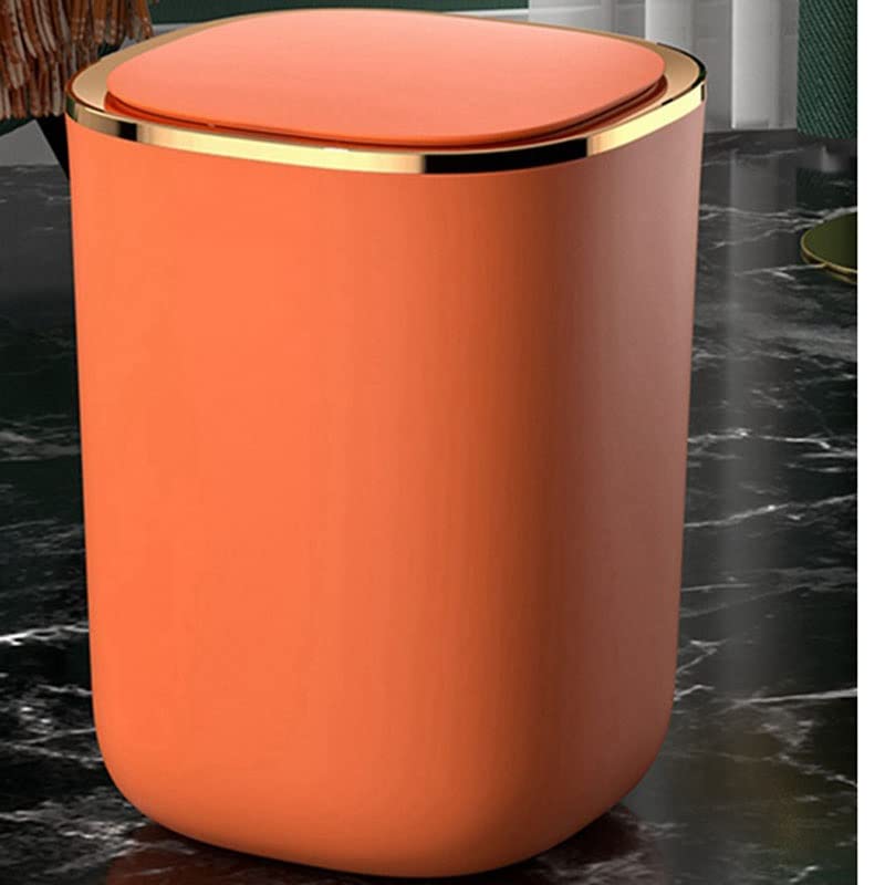 N/A Smart Sensor Garbage Bin Kitchen Bathroom Toilet Trash Can Automatic Induction Waterproof Rubbish Bin with Lid ( Color : Orange , Size : 23.5 x 23.5 x 30cm )