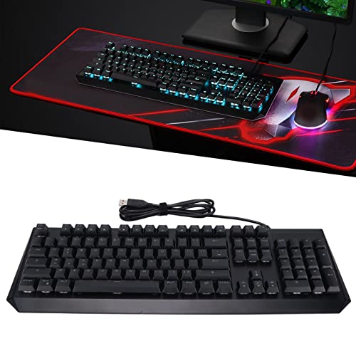 GOWENIC Game Mechanical Keyboard for PC, 104 Keys RGB Backlight Ergonomic Design Wired USB Computer Gaming Keyboard Black