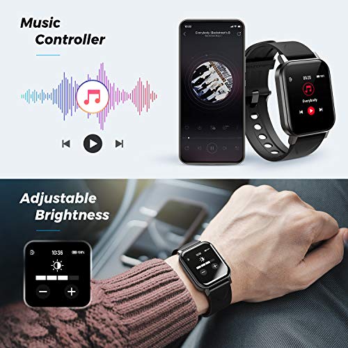SoundPEATS Smart Watch Fitness Tracker with All Day Heart Rate Monitor Sleep Quality Tracker IP68 Waterproof 1.4" Large Touch Screen Call & Message Reminder 12 Sports Modes for iPhone Android Phones