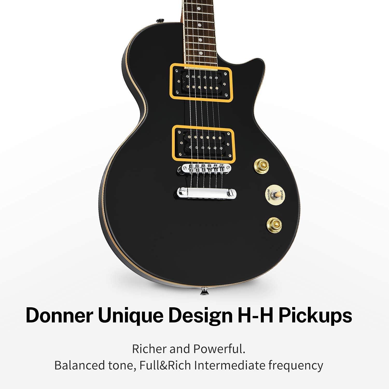 Donner DLP-124B LP Electric Guitar & 10W Guitar Amplifier, Electric Bass Guitar Amp Protable with APP Effector Input for Recording,Acoustic Guitar Combo Practice Amp Protable M-10 with Distortion Tone