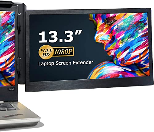 KEFEYA Laptop Screen Extender, FHD 13.3" Portable Monitor Dual, HDR IPS Display Plug & Play, Work with 13-16'' Mac Windows Chrome Linuxs