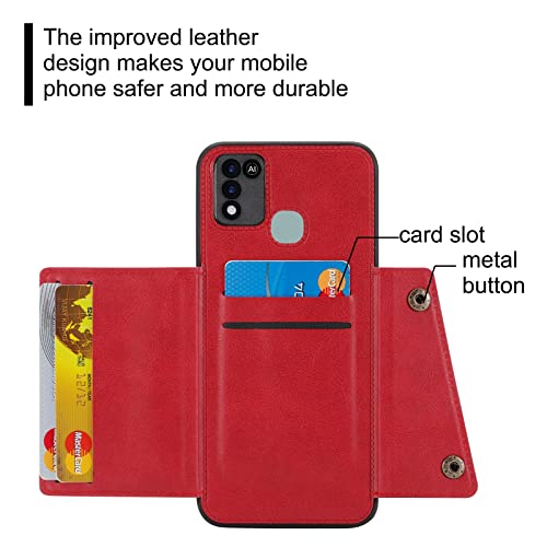 Protective Phone Cover Case Wallet Case for Infinix Smart 5, Leather Case with Card Holder, Double Magnetic Clasp and Durable Shockproof Cover for Infinix Smart 5 Case,Magnetic Phone Case for Car