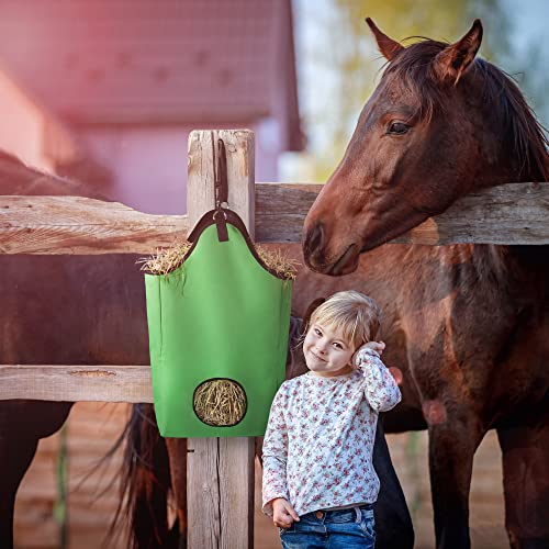 Premium Horse Slow Feed Hay Bag with Metal Snap Fastener and Heavy Adjustable Strap β