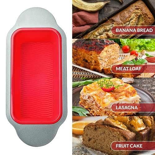 Silicone Bread Loaf Pan 9 x 5 Inch - Easy Release Non-Stick Baking Bread Pan Perfect for Banana Bread, Sandwich Bread, Pound Cake, and Meatloaf - Bread Mold Easy to Clean, BPA Free and Dishwasher Safe
