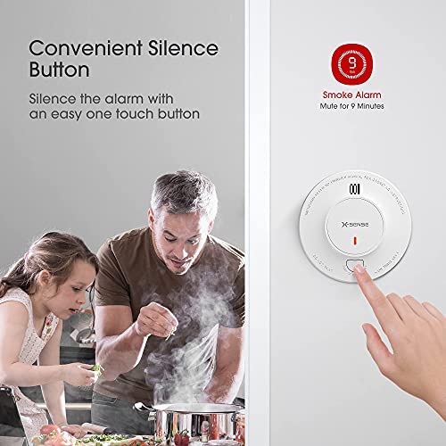 X-Sense Smoke Alarm, 10-Year Battery Fire Alarm Smoke Detector with LED Indicator & Silence Button, SD2J0AX