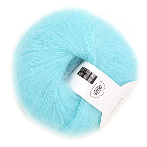 Knitting Tool, Pashm Knit Pins Quilting Pins Angora Long Wool Yarn Hot Popular Soft Mohair Sewing and Embroidery Craft Collection (07 Water Blue)