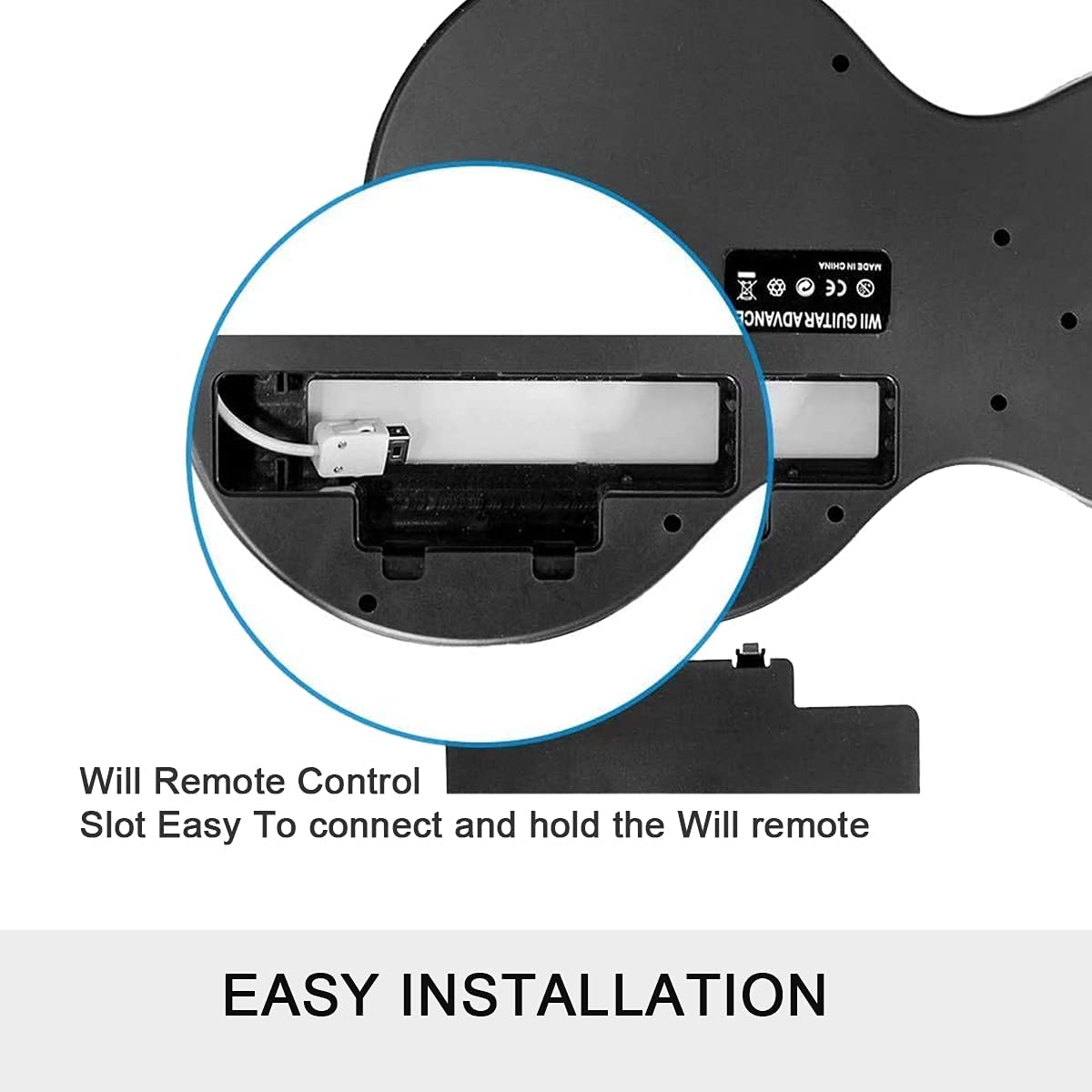 DOYO Wii Guitar Hero, Wireless Guitar Hero Controller for Guitar Hero Wii and Rock Band 2 Wii U Games (Excluding Rock Band 1) with Strap, Color Black