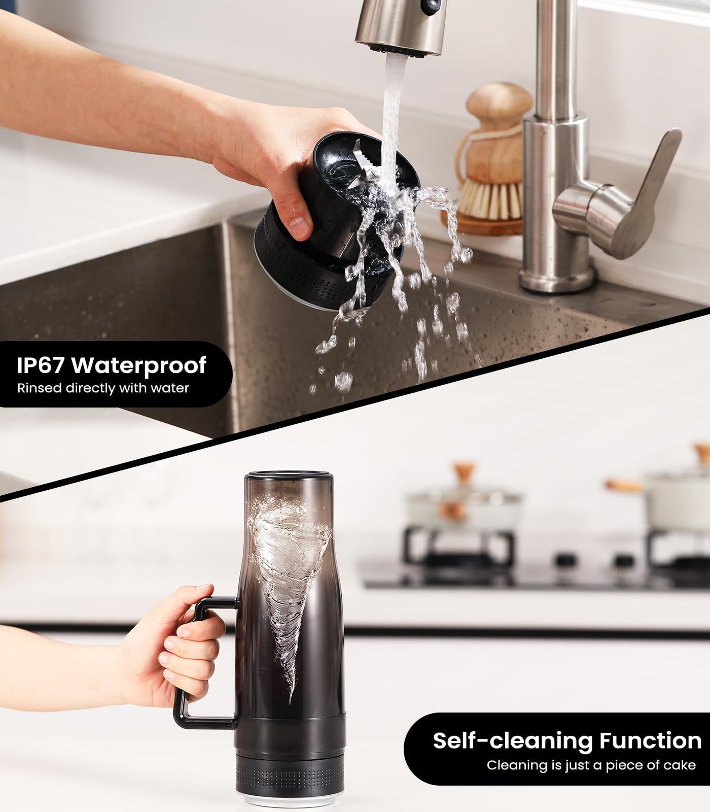 MoKo 22 oz Personal Blender Portable Blender, 300W Smoothie Blender for Shakes and Smoothie,Portable Blender with 6 Blades, BPA Free,Handle and Straw Lid, Blender for Anywhere,Transparent Black