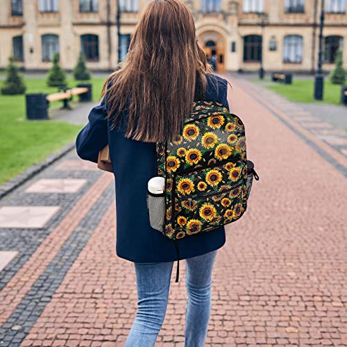 Silkfly Sunflower Mesh Backpack Cow Semi Transparent Sackpack School Bags for Girls with Cow Sunflower Lunch Bag and Pencil Case See Through Beach Bag Mesh (Sunflower Style)