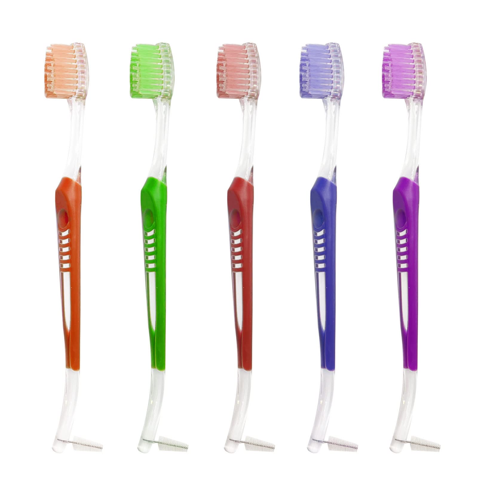 HRASY 5 Pcs Orthodontic Toothbrush Double-Ended Brush for Brace and Teeth Detail Cleaning, 5 Colors