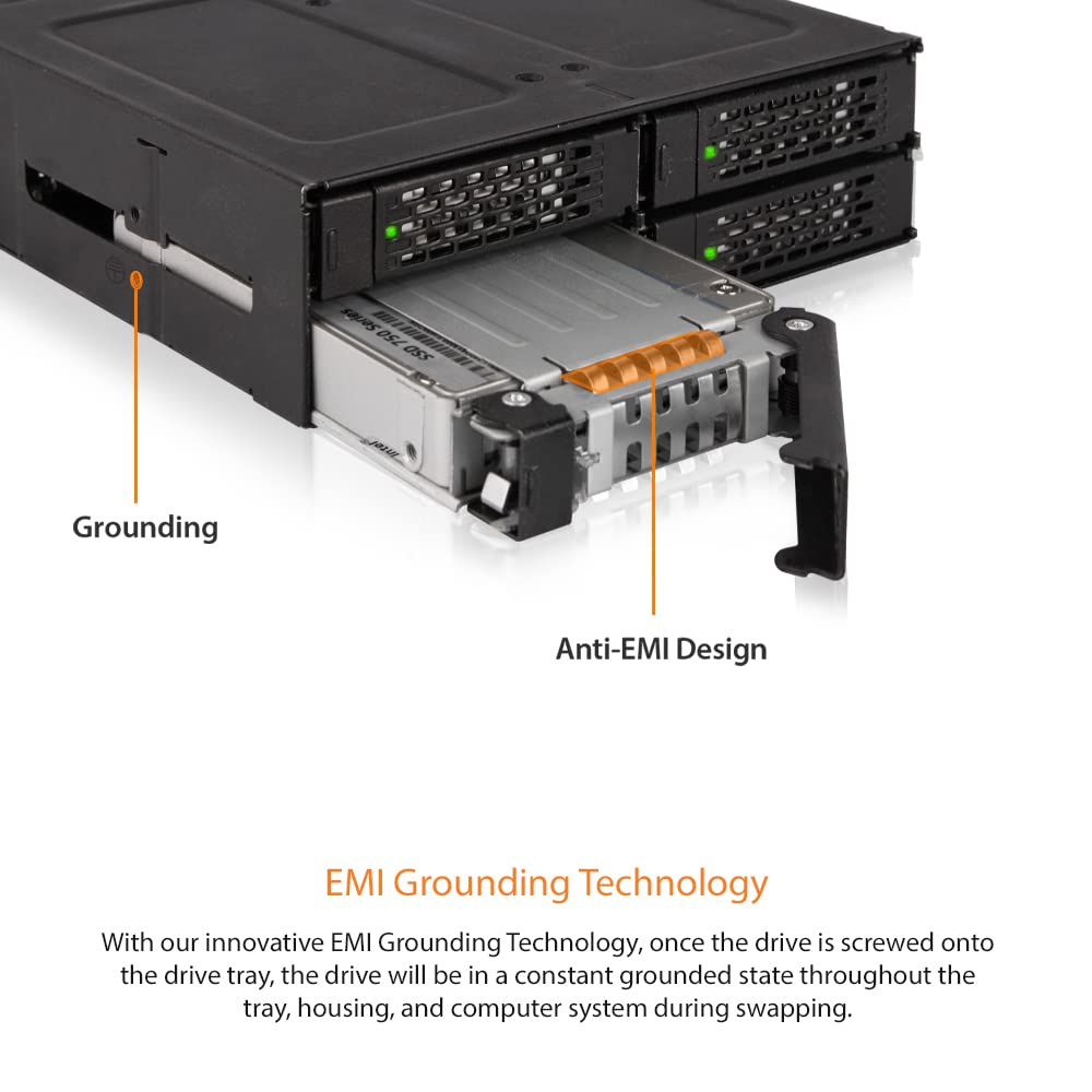 ICY DOCK 4 x 2.5 NVMe U.2/U.3 SSD PCIe 4.0 Mobile Rack for 5.25" Bay with OCuLink | ToughArmor MB699VP-B V3