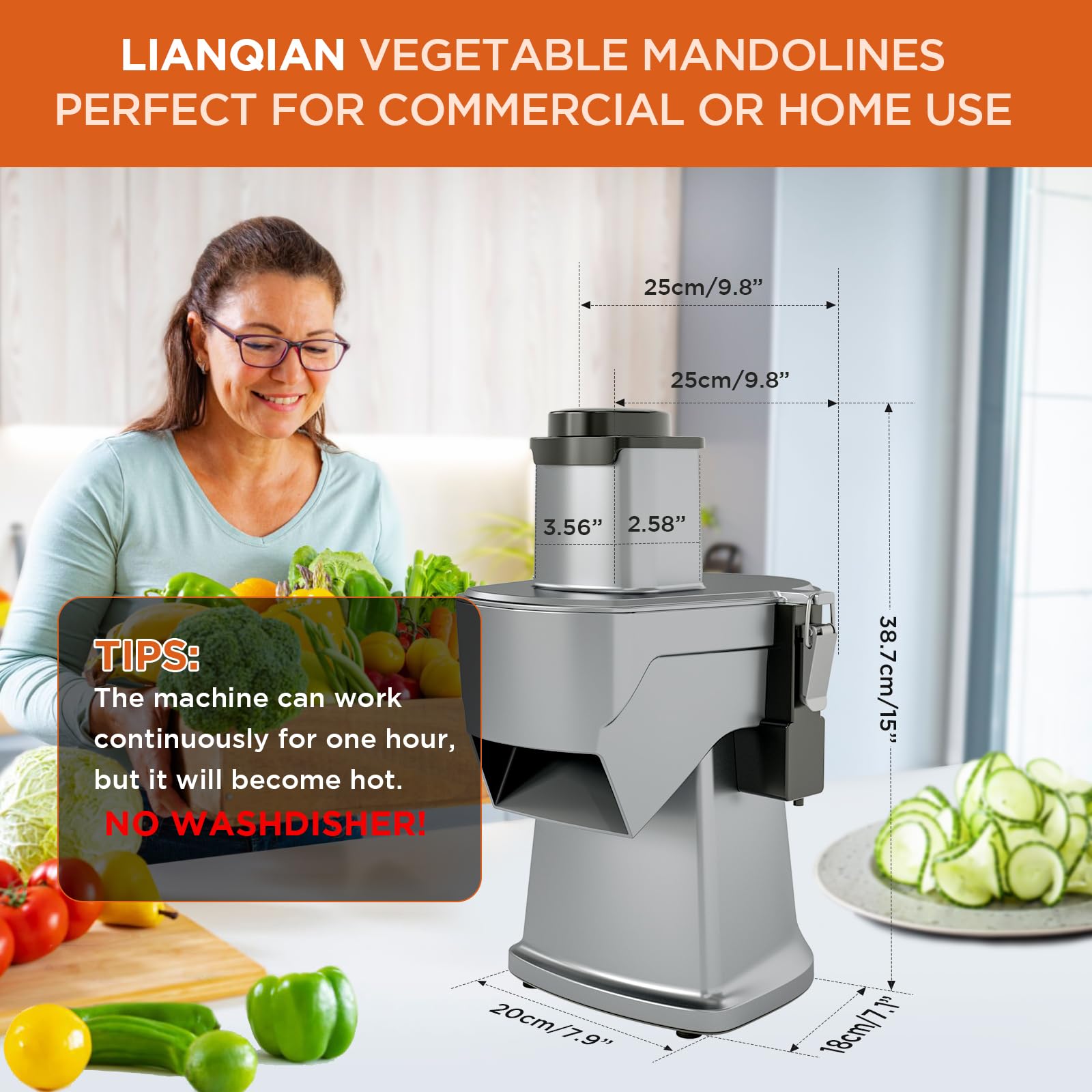 LIANQIAN 4 in 1 Electric Vegetable Chopper, Multifunctional Food Cutter&Slicer, Mandoline Slicer & Cheese Grater, 200W Multi Blade French Fry Cutter & Veggie Slicer&Dicer with Cut-Resistant Gloves