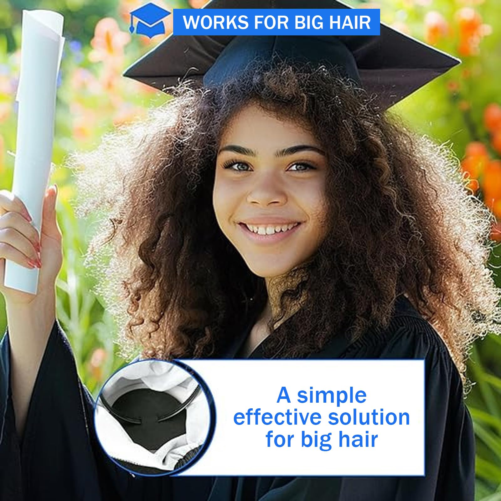 Graduation Cap Headband, Firm Anti-Fall Hairband for Graduation Cap, Hat Accessories for Graduates, Students(Graduation Cap Not Included)